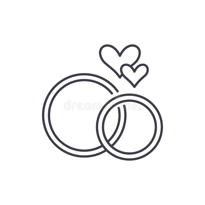 Wedding Rings Line Icon Concept. Wedding Rings Vector Linear ...