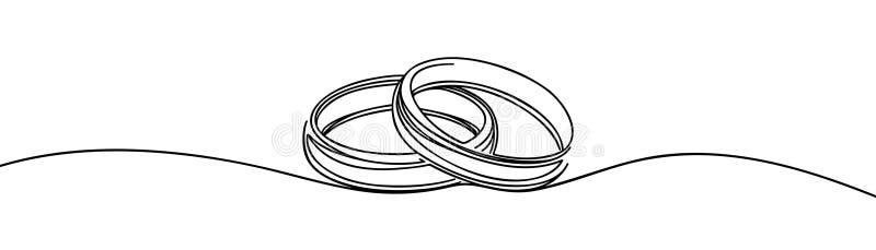 Wedding Rings in a Minimalist One Line Drawing, Symbolizing Love ...