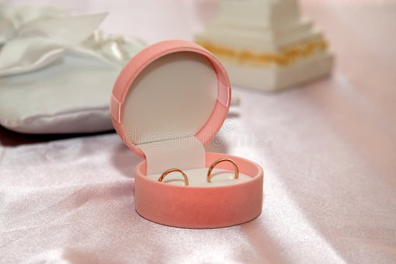Wedding Rings are in the Pink Box Stock Photo - Image of celebration ...