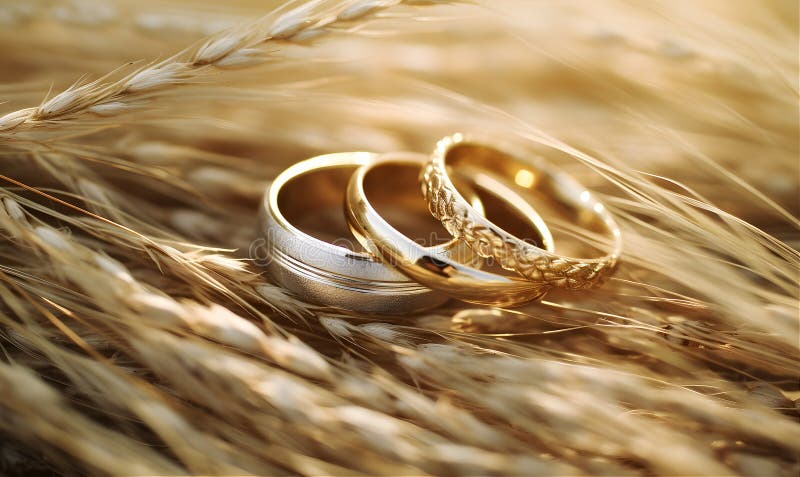 Wedding Rings Placed on a Pile of Straw Stock Photo - Image of ring ...