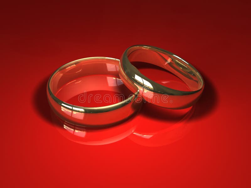Wedding rings on red stock illustration. Illustration of marriage ...