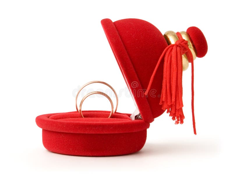 Wedding rings in a red box stock photo. Image of rings - 2738398