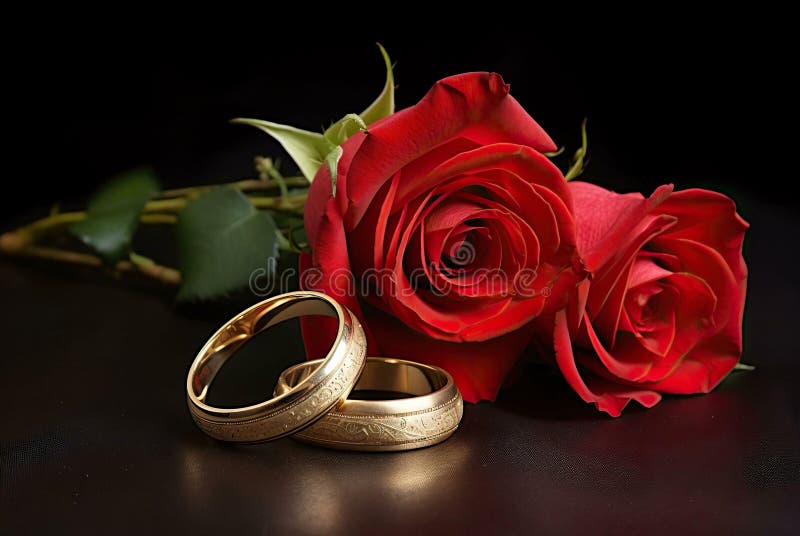 Wedding Rings and Red Rose Wedding Rings and Rose Wedding Rings and ...