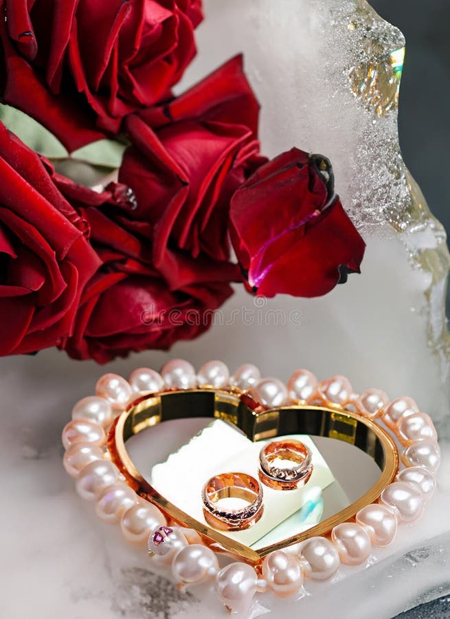 Wedding Rings with Red Roses Stock Illustration - Illustration of ...