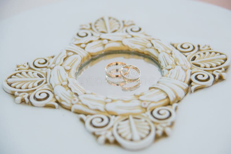Wedding Rings with Reflection in Mirror Stock Image - Image of ...