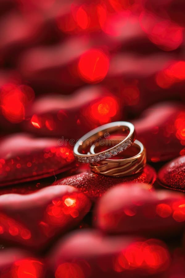 Wedding Rings Resting on a Stack of Hearts, Perfect for Wedding ...