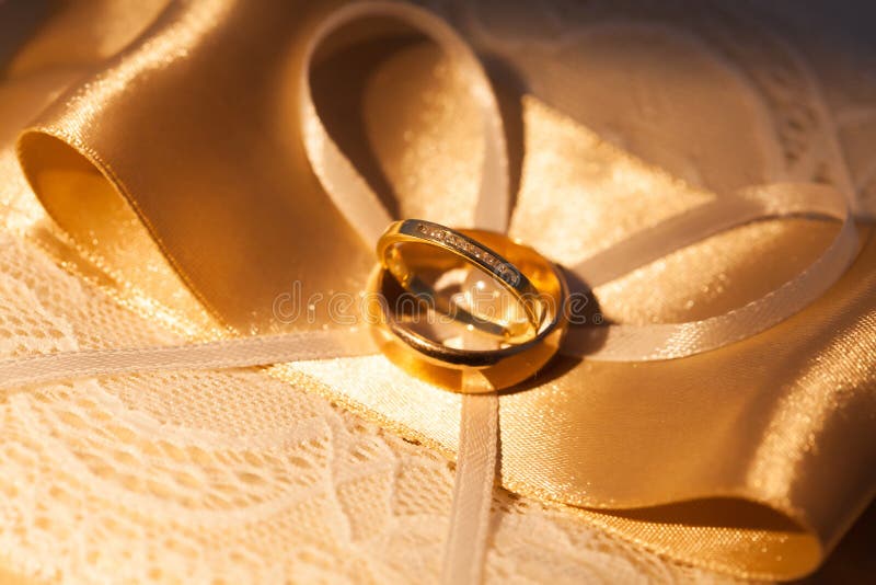 Wedding Rings on a Ribbon with a Bow Stock Image - Image of elegant ...
