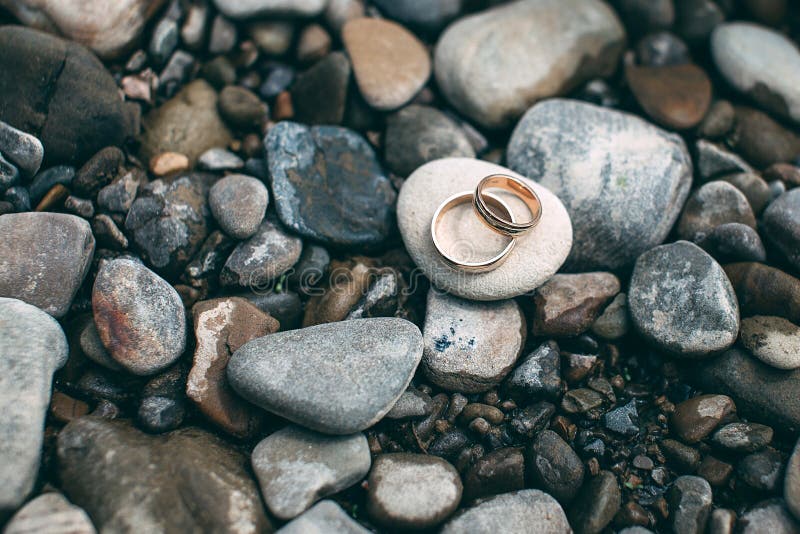Wedding rings on the rocks stock photo. Image of celebration - 74502056