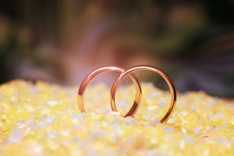 Wedding rings and sea salt stock image. Image of wedding - 183671319