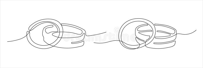 Wedding Rings Shape Drawing by Continuos Line, Thin Line Design Vector ...