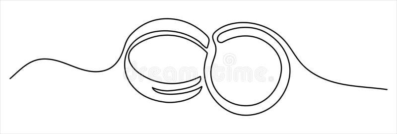 Wedding Rings Shape Drawing by Continuos Line, Thin Line Design Vector ...
