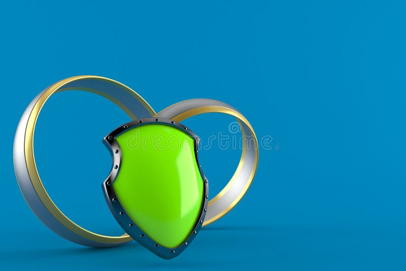 Wedding rings with shield stock illustration. Illustration of defensive ...