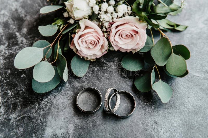 Wedding Rings Sparkle Under Flowers, Symbolizing Union in Elegant ...