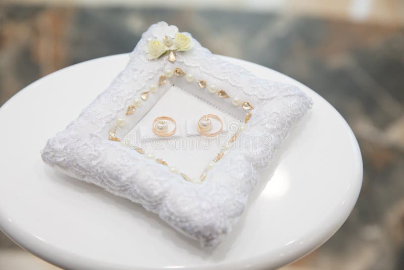 Wedding Rings on the Stand for Rings Stock Photo - Image of bride ...