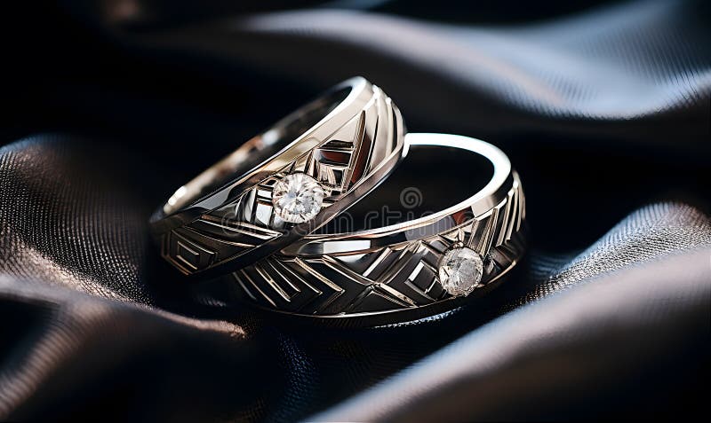 Wedding Rings in the Style of Art Deco Stock Illustration ...