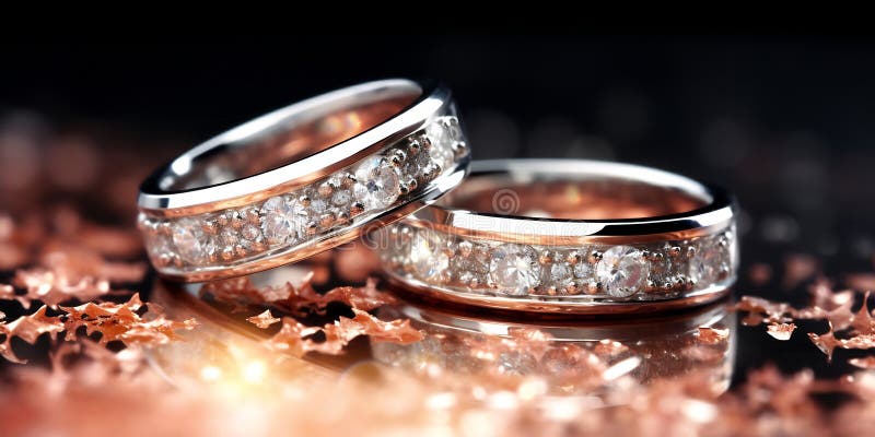 Wedding rings on table stock image. Image of metal, gift - 312268445