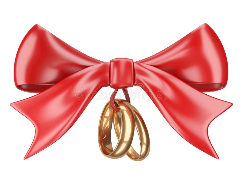 Wedding Rings Tied Red Ribbon and Bow. Stock Illustration ...