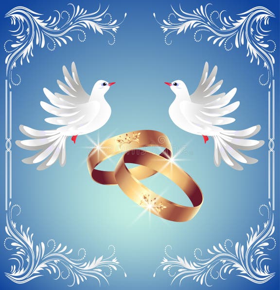 Wedding Rings and Two Doves Stock Vector - Illustration of dove, high ...