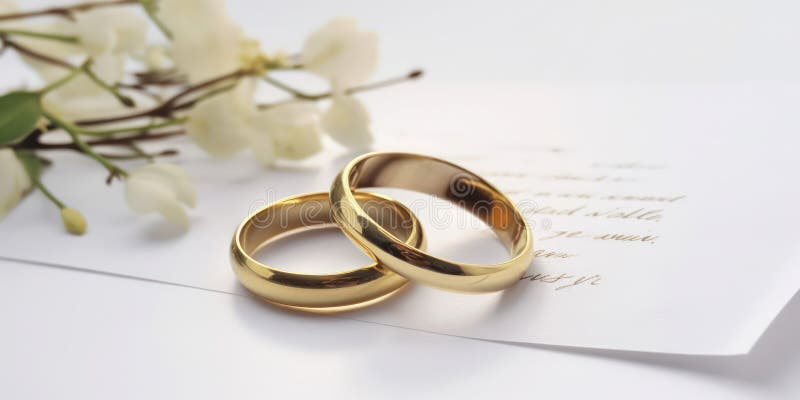 Wedding Rings on Wedding Invitation Stock Illustration - Illustration ...