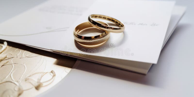 Wedding Rings on Wedding Invitation Stock Illustration - Illustration ...