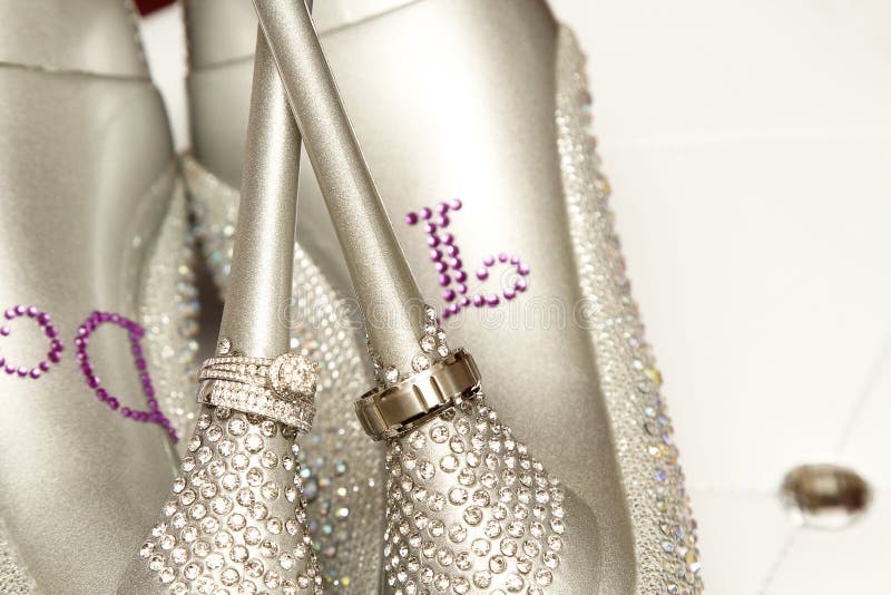 Wedding Rings with Wedding Shoes Stock Image - Image of luxury, shoes ...