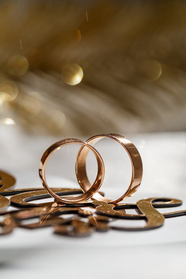 Wedding Rings with Yellow Gold Stock Image - Image of couple, gold ...