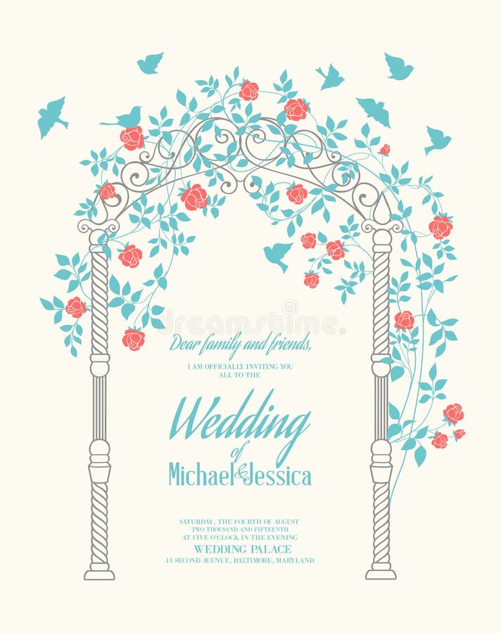 Wedding rose arch stock vector. Illustration of flat - 49750473