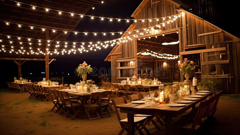 Wedding Rustic String Lights Stock Illustration - Illustration of cozy ...