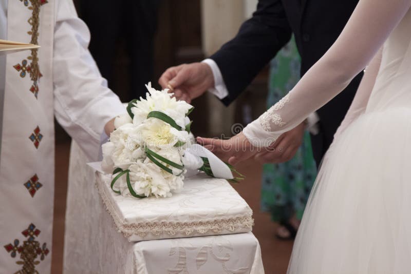 Wedding Scene in the Church Union of a Couple Stock Image - Image of ...