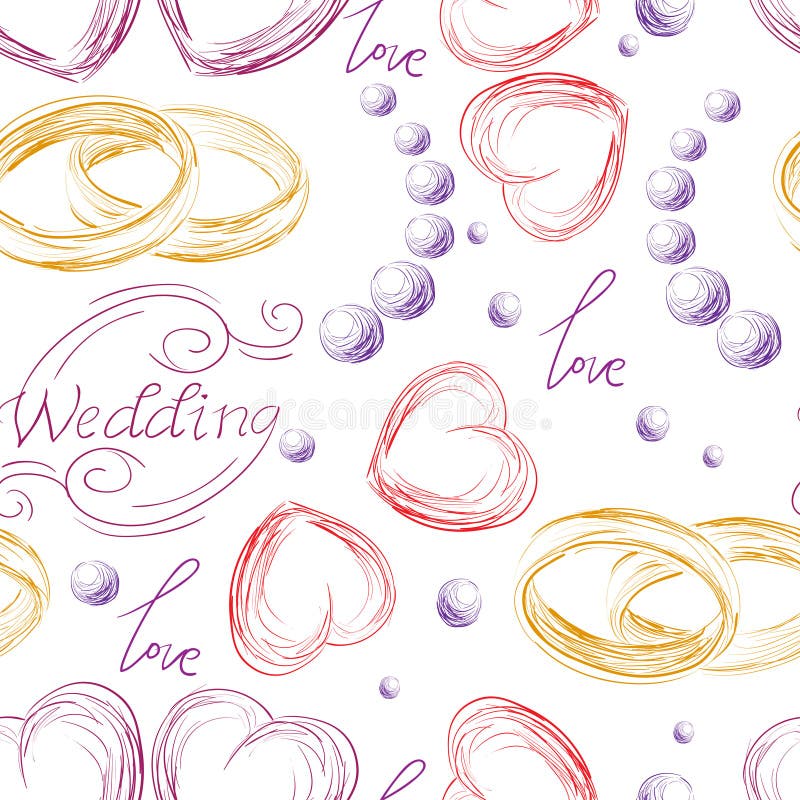 Wedding Seamless Pattern with Bride and Groom Silhouettes Stock Vector ...