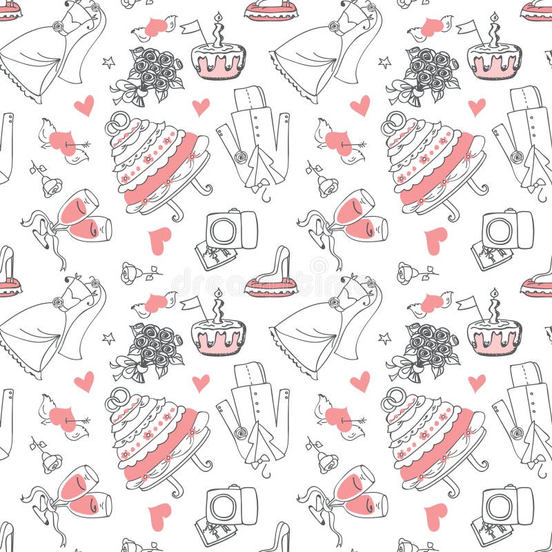 Wedding Pattern Seamless,vector Stock Vector - Illustration of drawing ...