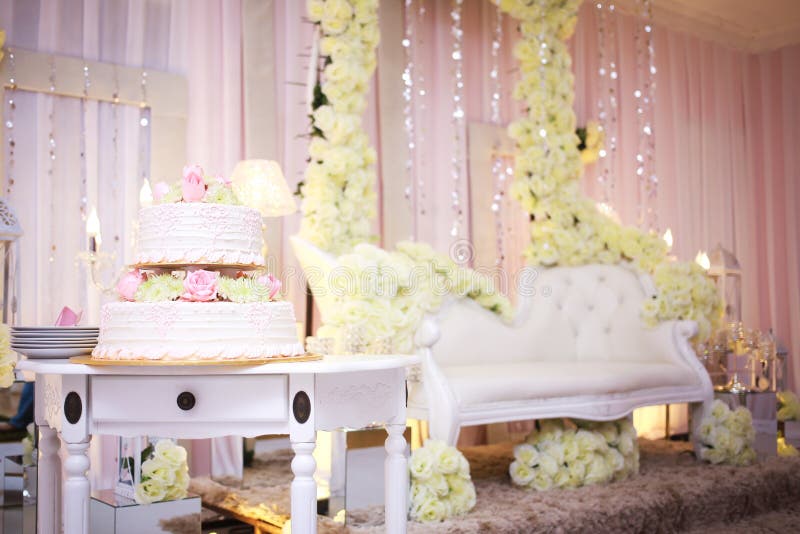 Wedding Setup for Wedding Reception and Wedding Cake. Stock Image ...