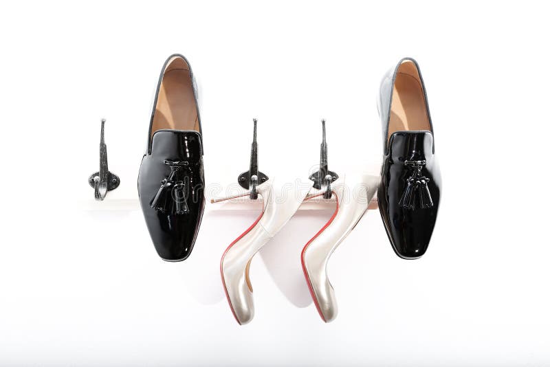 Vintage Hanging Red Shoes Tied Stock Photo - Image of dirt, white: 18639912