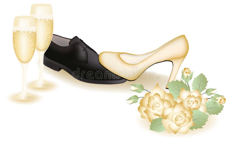 Wedding Shoes and Champagne Stock Vector - Illustration of bride ...