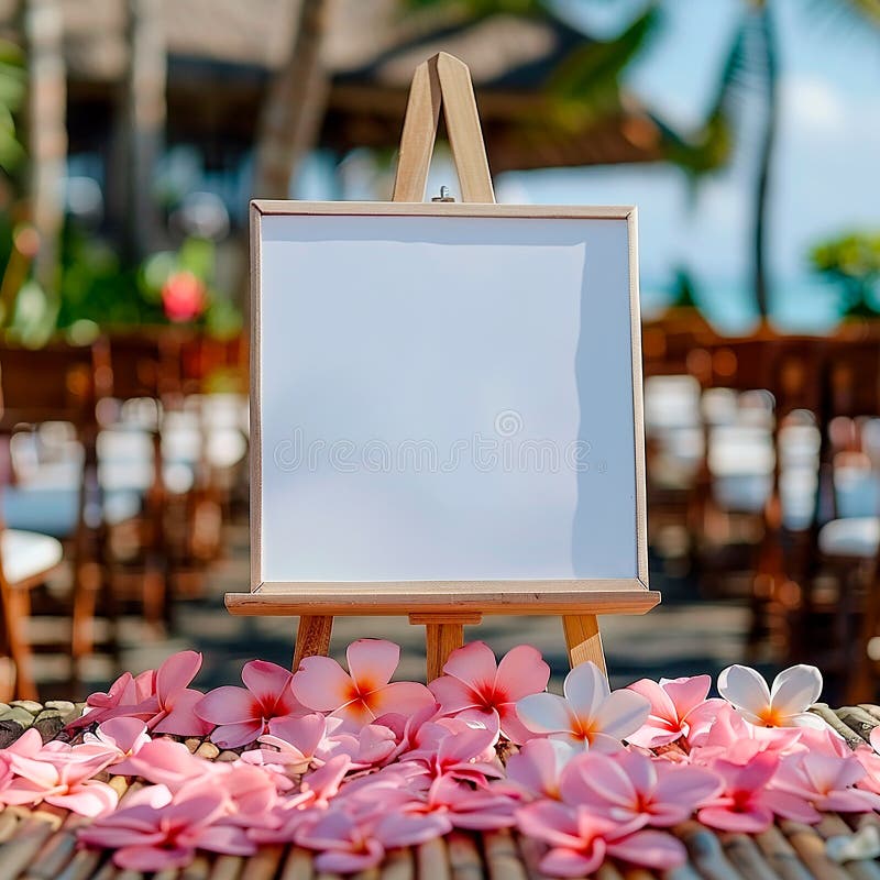 Wedding Sign . Wedding Board Mockup with Flowers Blossom Stock ...