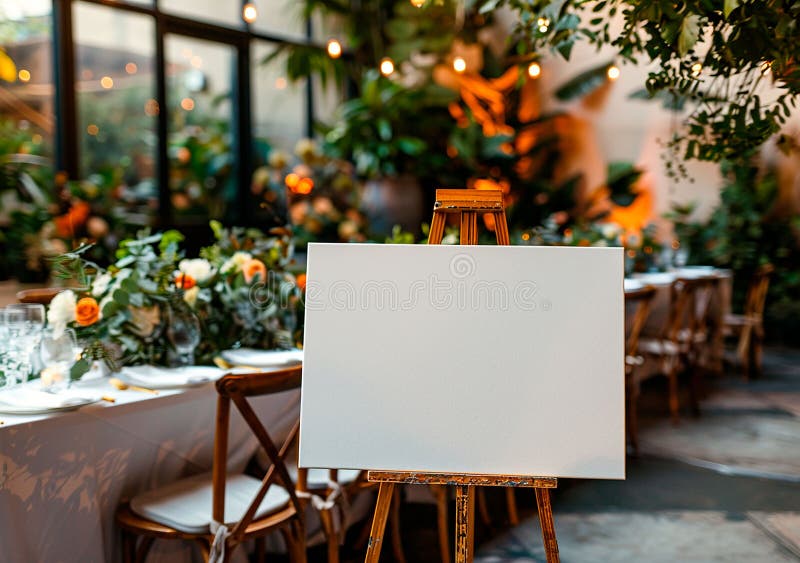 Wedding Sign . Wedding Board Mockup with Flowers Blossom Stock ...