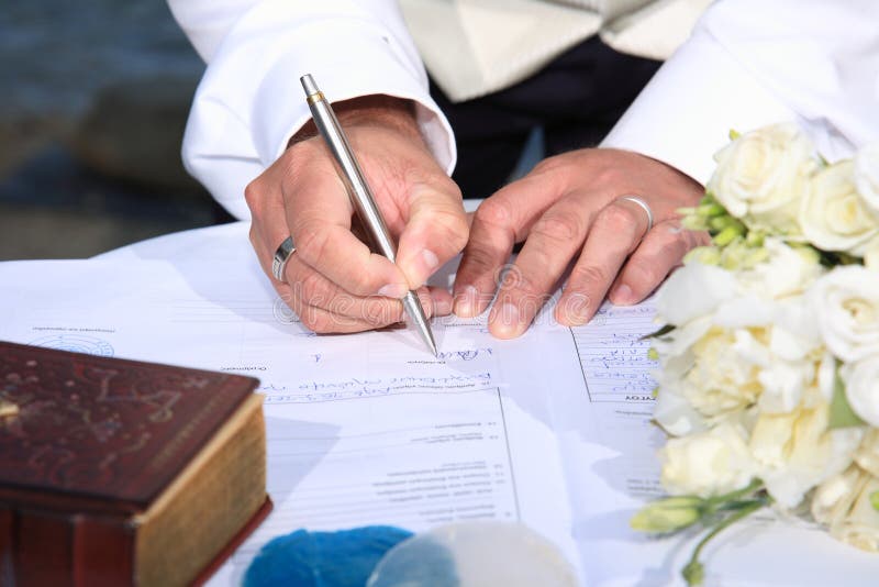 Him Signing it (Wedding Ceremony) Stock Image - Image of occasion ...