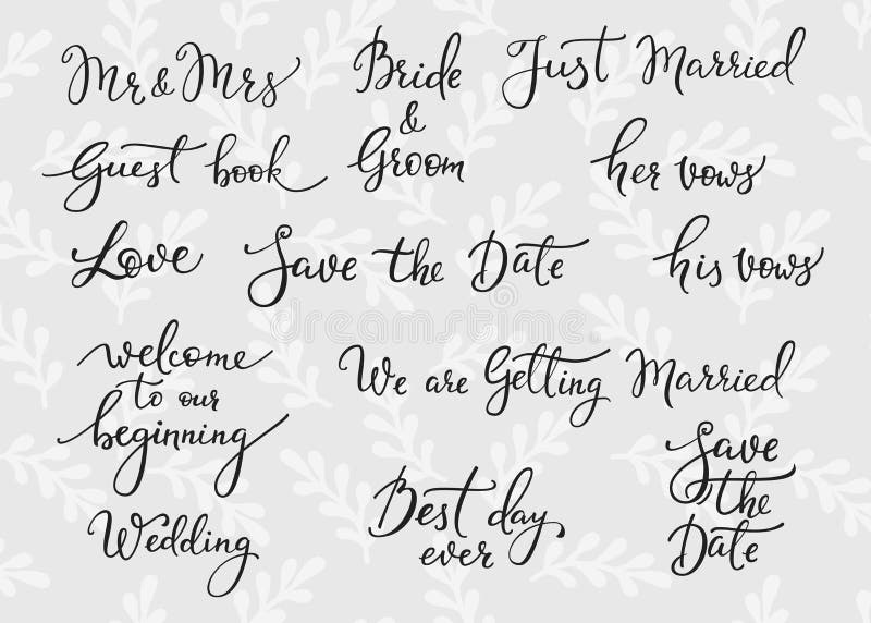 Wedding Simple Lettering Decor Stock Illustration - Illustration of ...