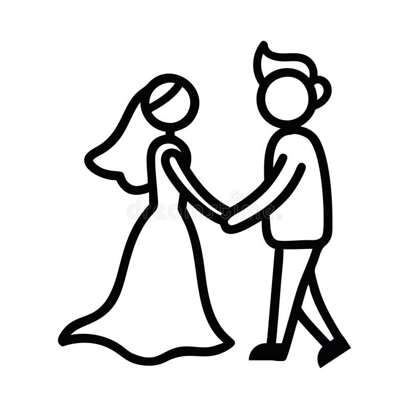 Wedding Sketch Bride and Groom Dancing Love Icon Stock Illustration - Illustration of couple ...