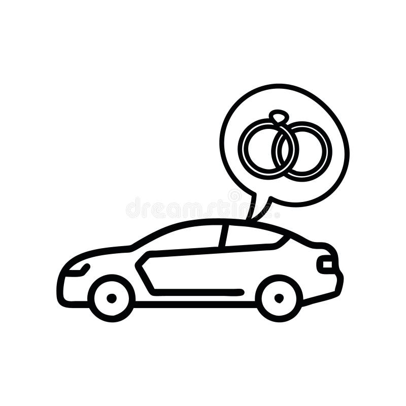 Wedding Sketch Car with Rings Just Married Icon Stock Illustration ...