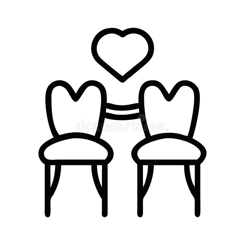 Wedding Sketch Chairs with Heart Stock Illustration - Illustration of ...