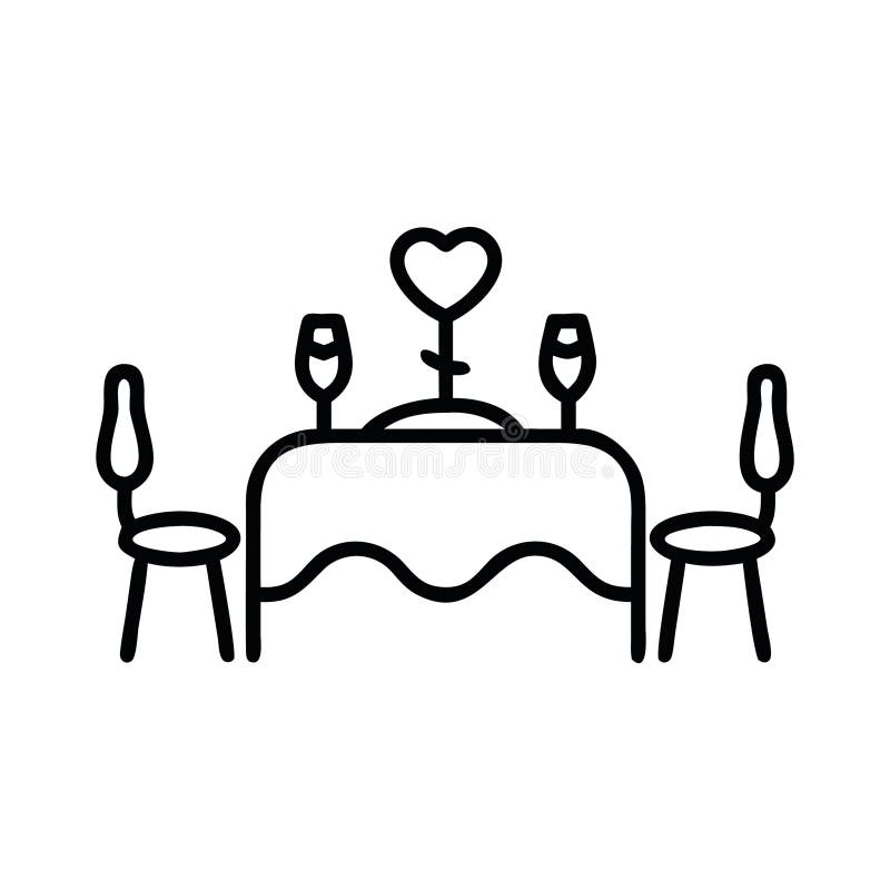 Wedding Sketch Romantic Dinner Table Stock Vector - Illustration of ...