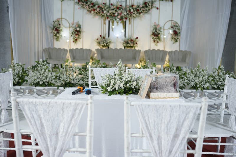 Wedding Stage Decoration with Flower Stock Photo - Image of ceremony ...