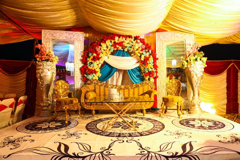 Wedding Stage Decoration stock photo. Image of meal - 222400088