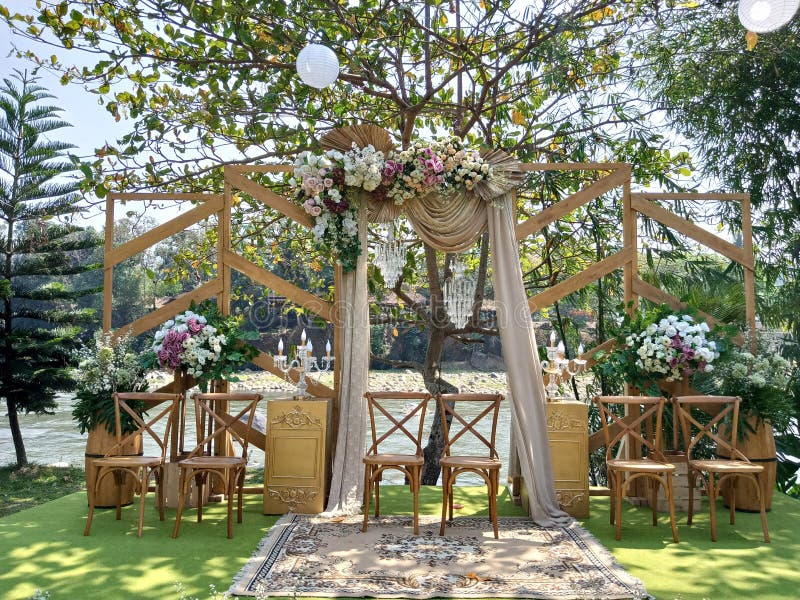 Wedding Stage in the Outdoor Ceremony Stock Photo - Image of garden ...