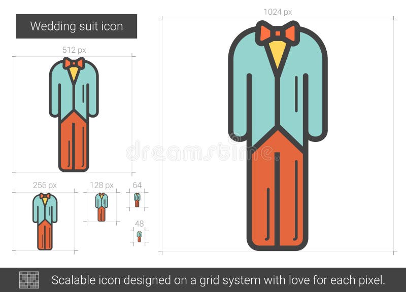 Wedding suit line icon. stock vector. Illustration of gentleman - 95104419