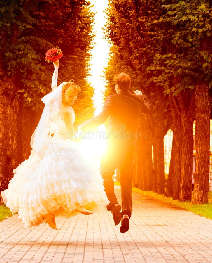 Wedding sunset stock image. Image of happy, couple, bride - 32291841