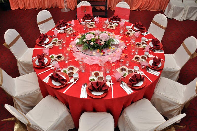 Chinese wedding table set stock image. Image of banquet - 20088433