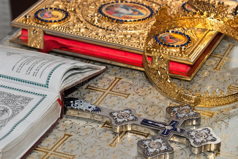 Priest Table Arrange for a Wedding Stock Image - Image of paper ...