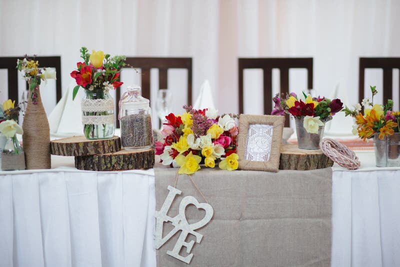 Wedding Table Decoration Elements for a Nice Lovely Banquet Stock Image ...
